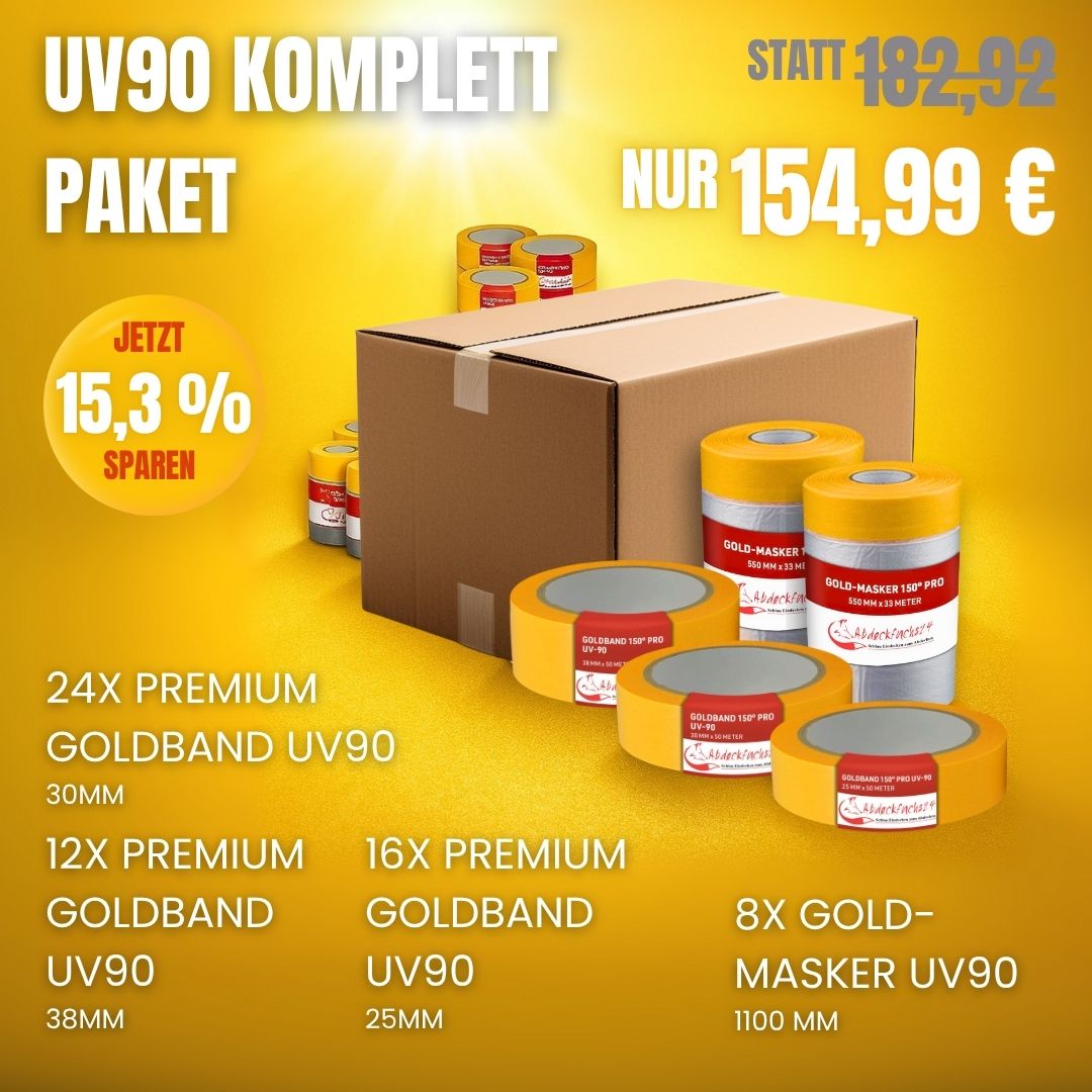 UV90 Komplett Paket - 8x Gold-Masker + 52x Premium Goldband | ADF24 – Abdeckfuchs24